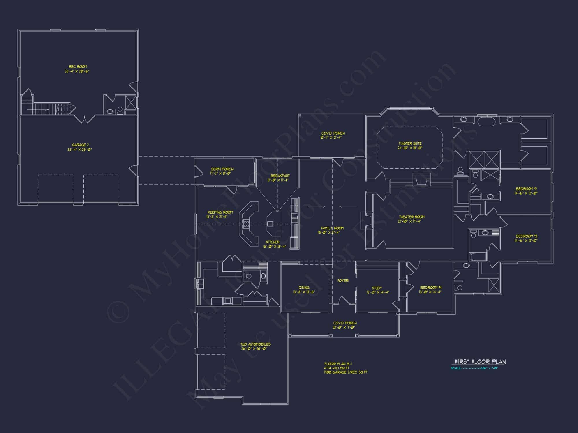 Luxury House Plan with Spacious Floor Plan, CAD Designs & Blueprint