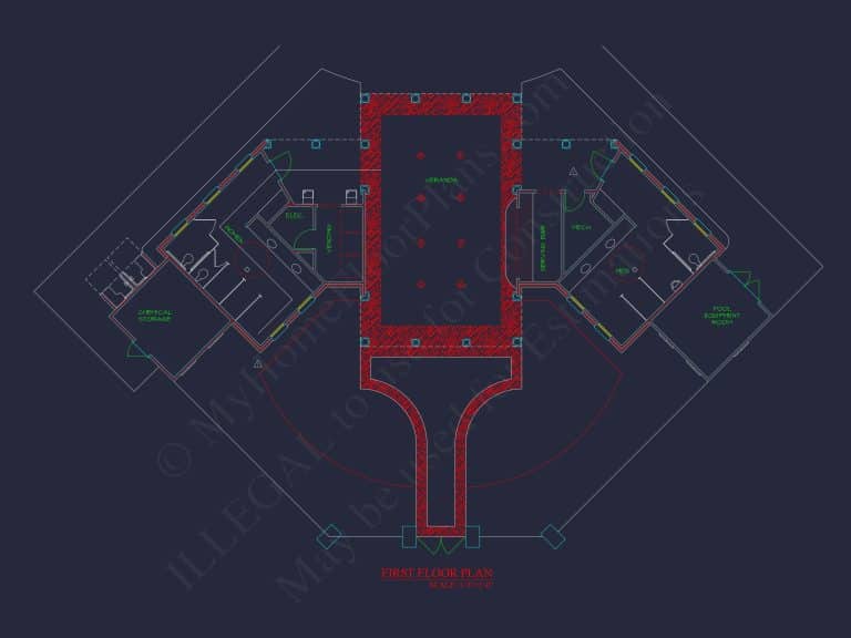 Clu1$1House$2Floor Plan with Pool Pavilion and Architectural Designs