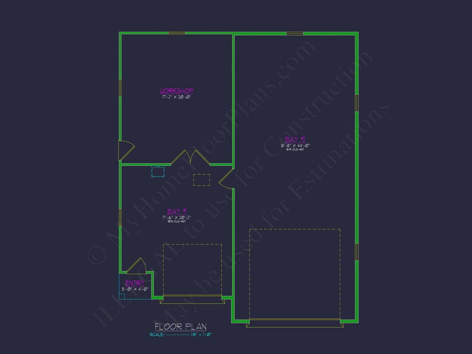 Modern Garage and Workshop Plan with RV Bay and CAD Design