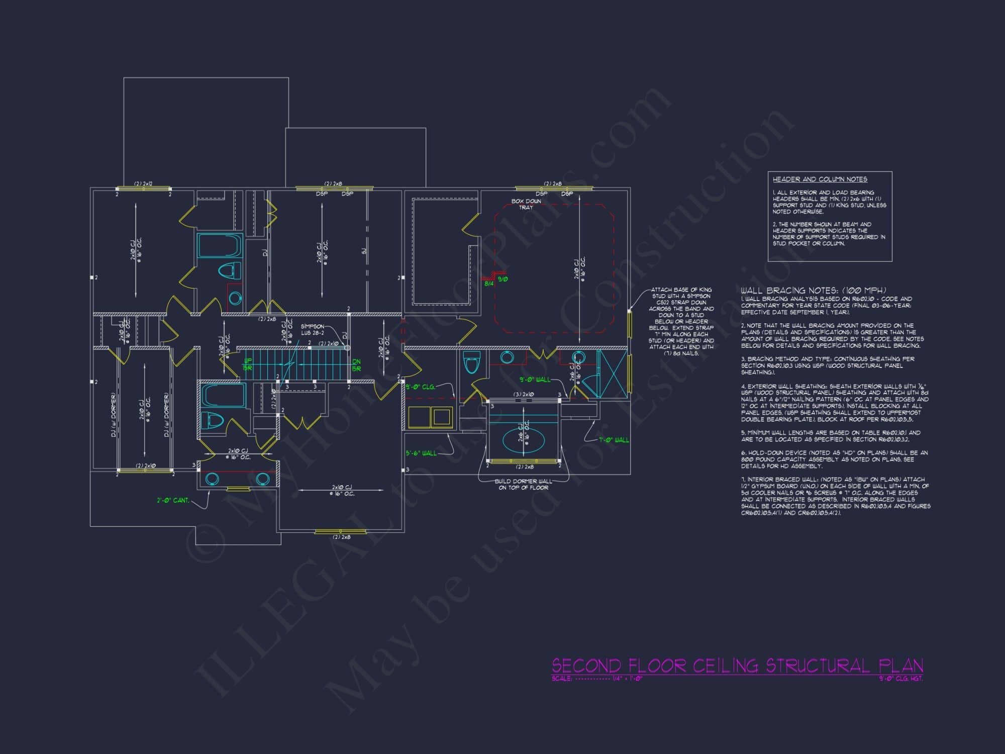 Colonial House Plan with CAD Blueprint and Unique Designs