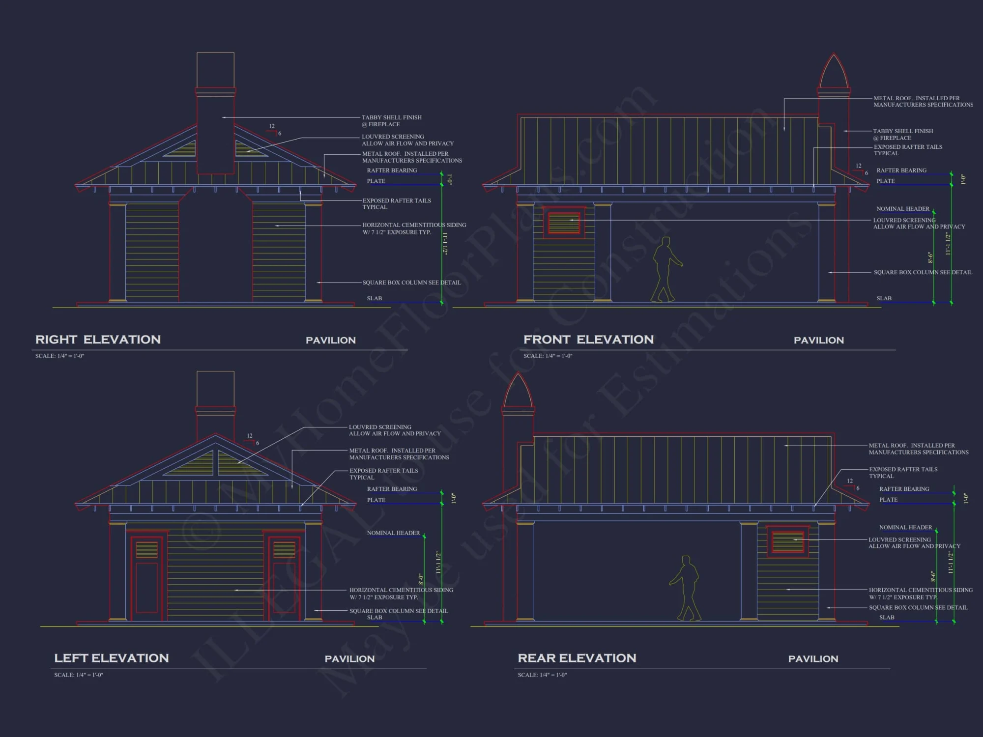 Elegant Pavilion House Plan: Architectural Blueprint CAD Designs