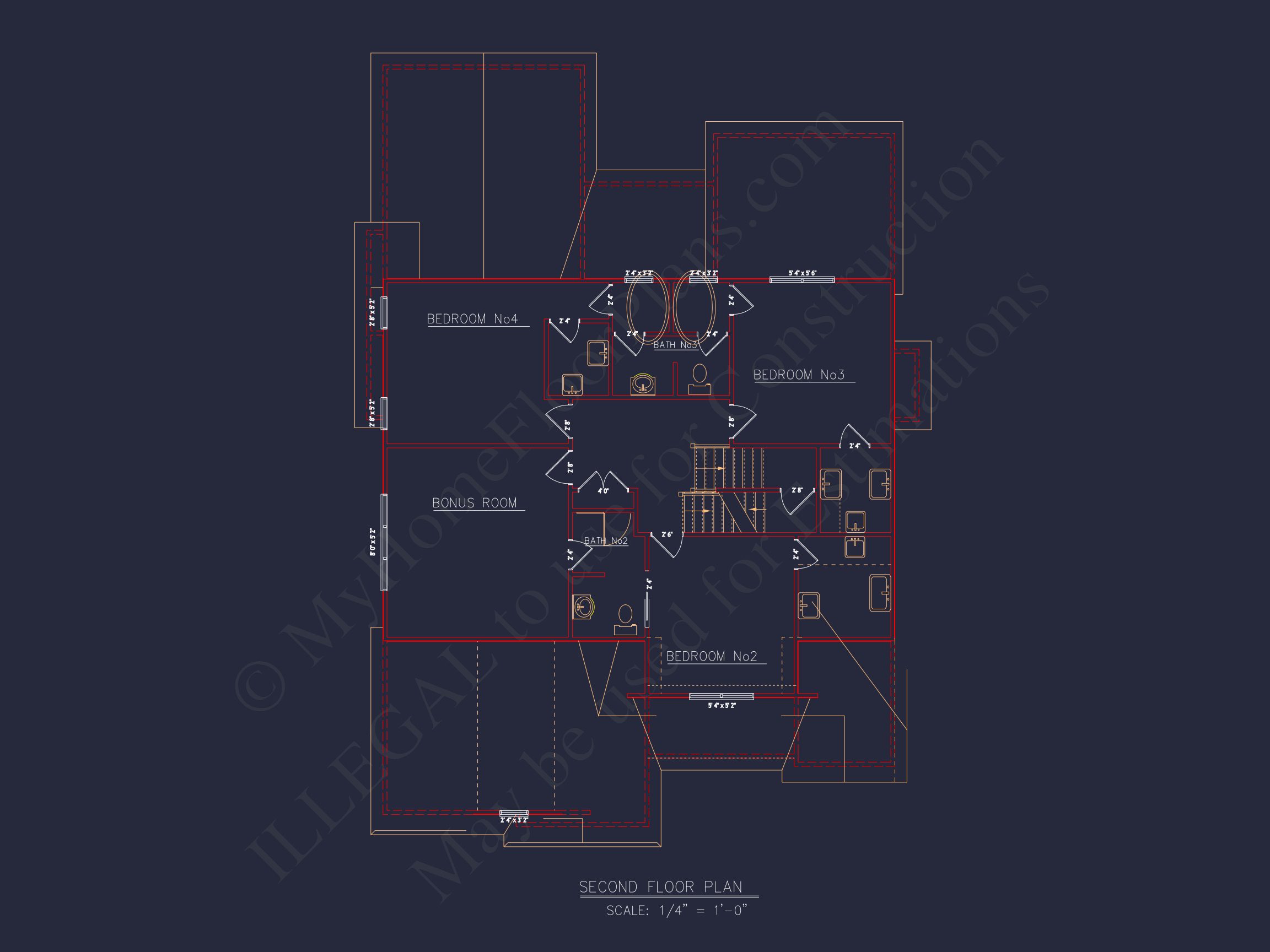 Beautiful House Plan Blueprint with CAD Designs and Floor Plans
