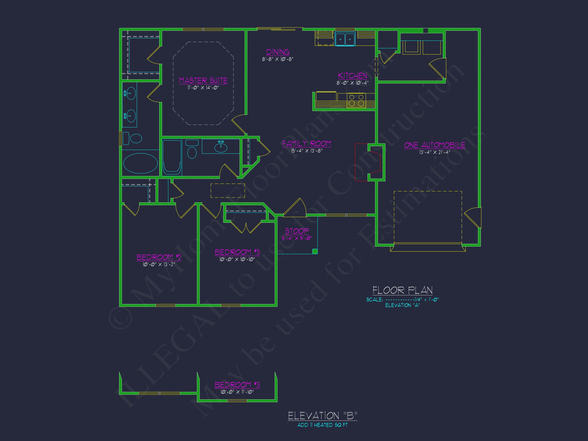 Charming Ranch House Plan: CAD Floor Plan & Architecture Designs