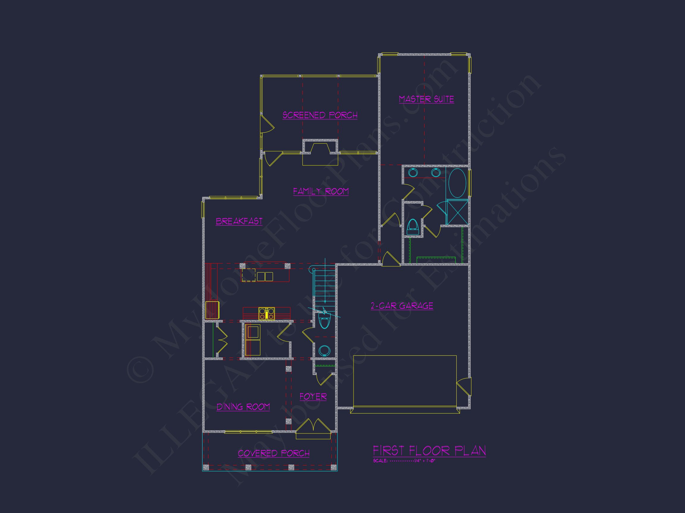 Classic Suburban House Plan with Detailed Floor Blueprints