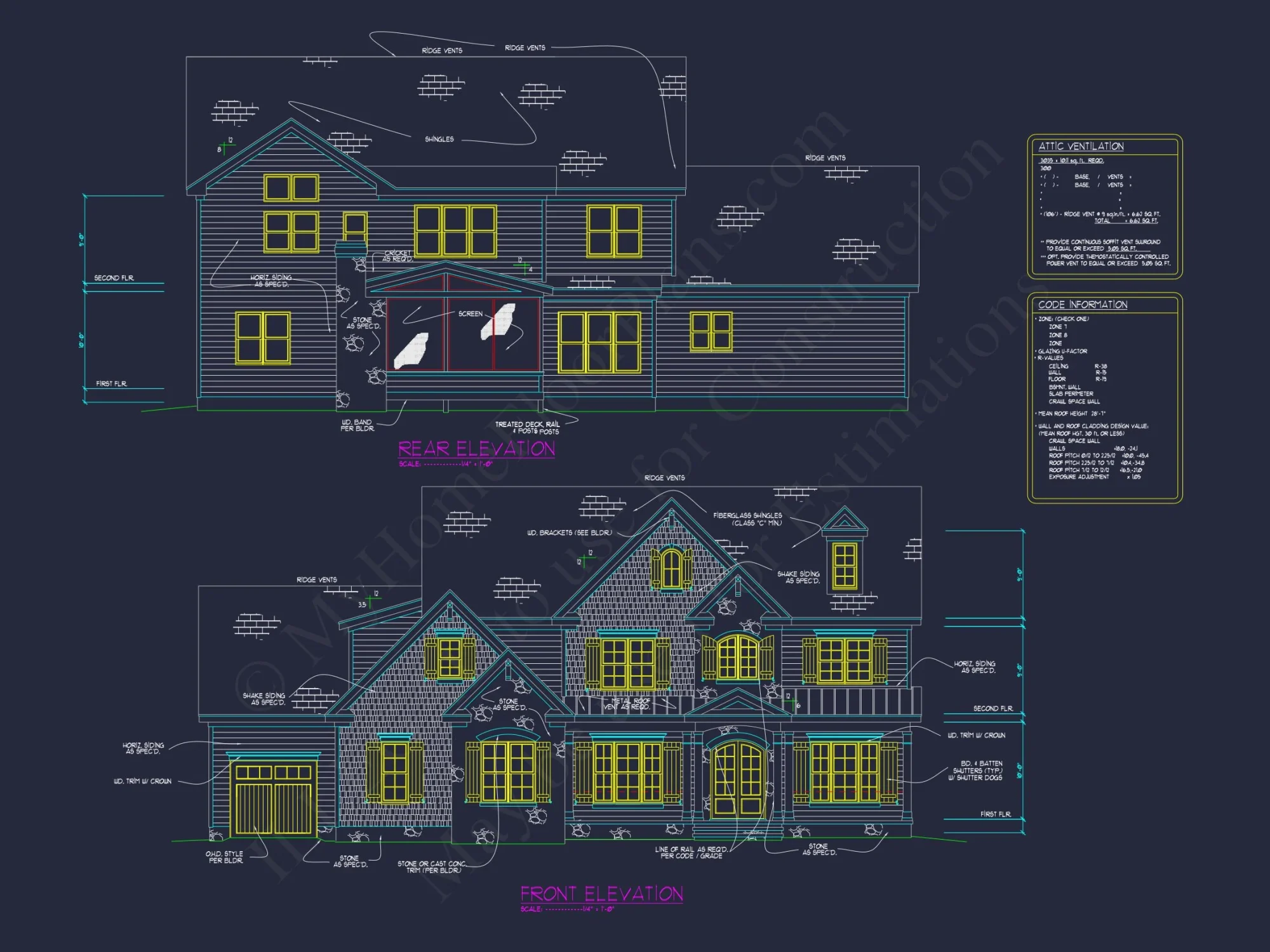 Colonial House Plan with 3 Story Design, Spacious Features