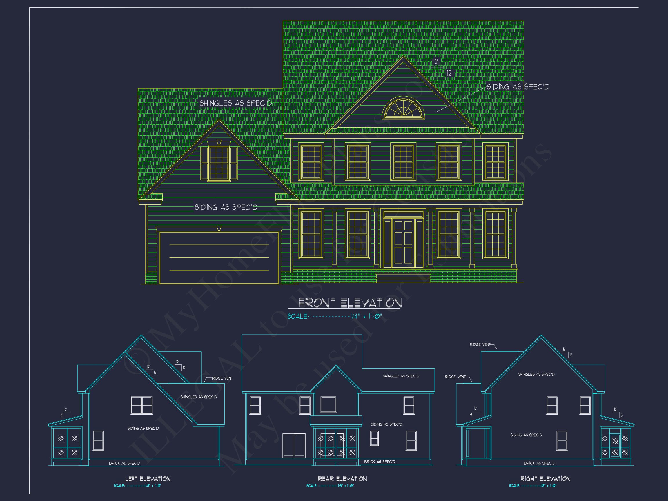 Colonial Revival House Plan with CAD Floor Plans and Designs