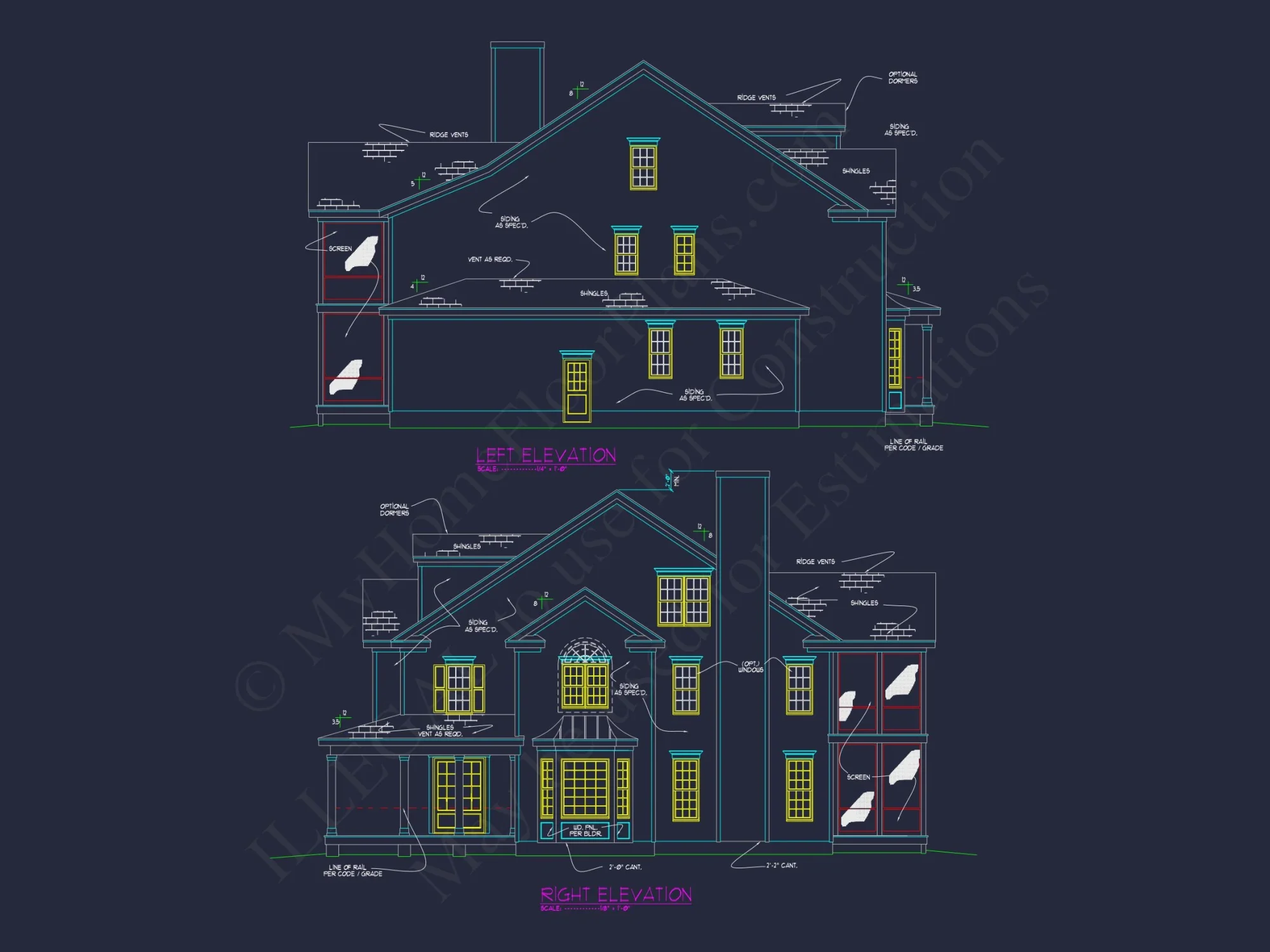 Colonial Revival House Plan with Full Blueprint and CAD Design