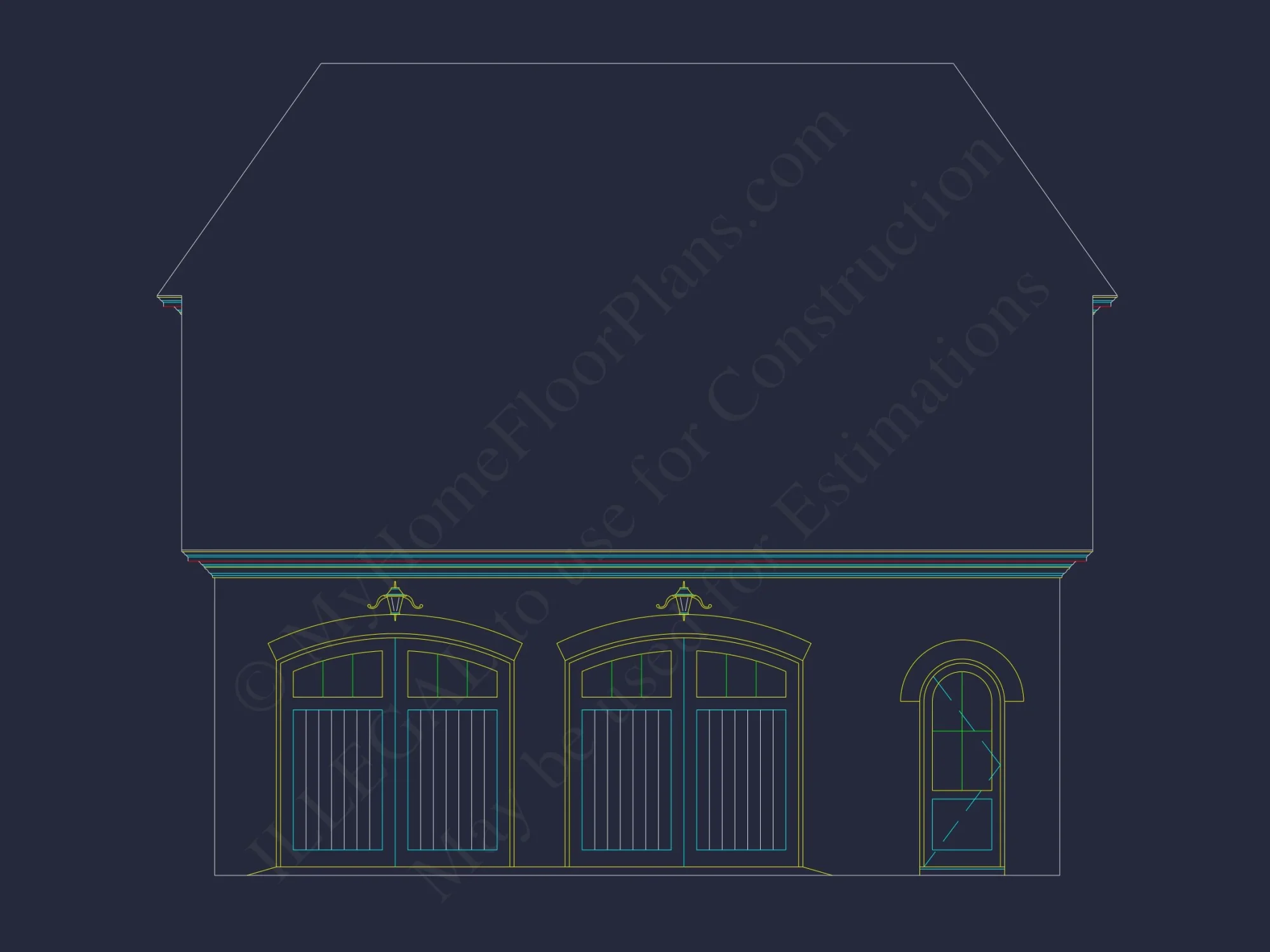 Compact Garage Floor Plan with Living Space - CAD Blueprint