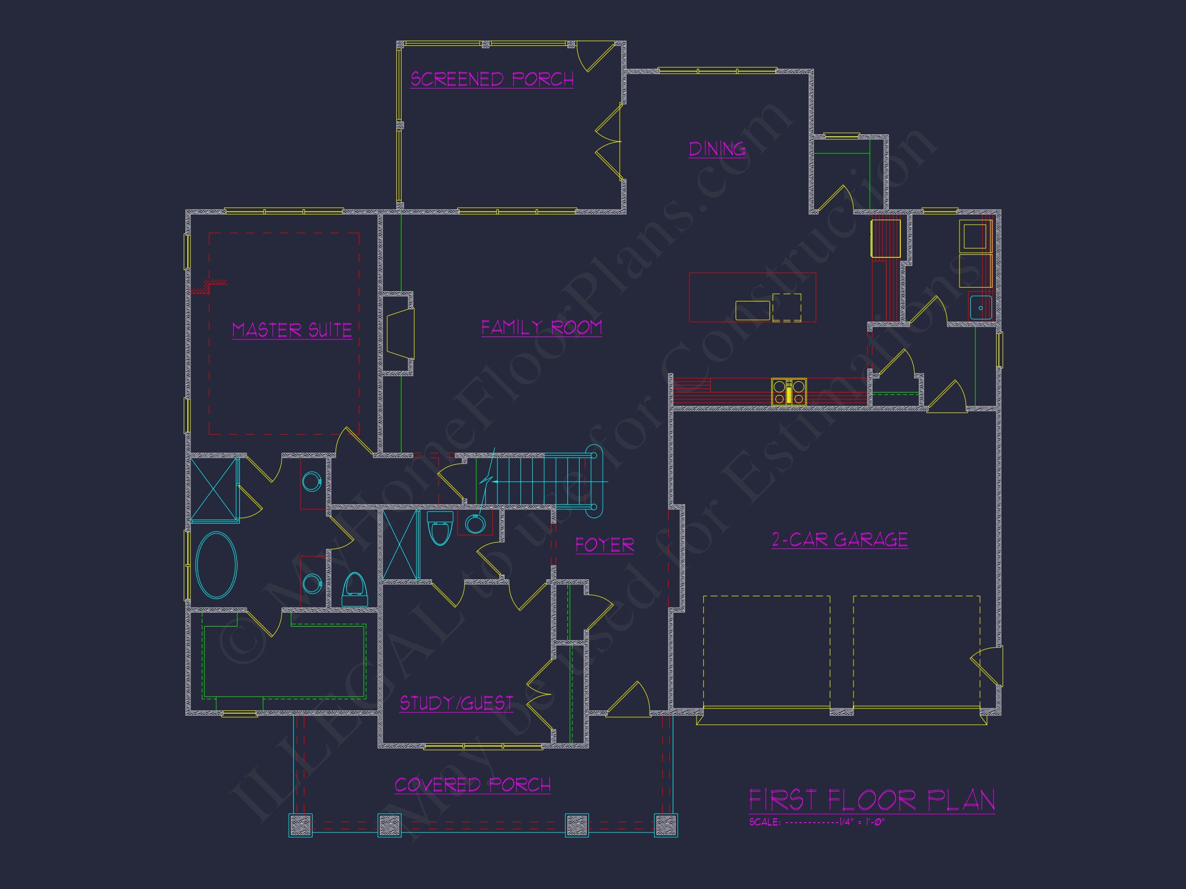 Craftsman House Plan with CAD Blueprint and Floor Designs