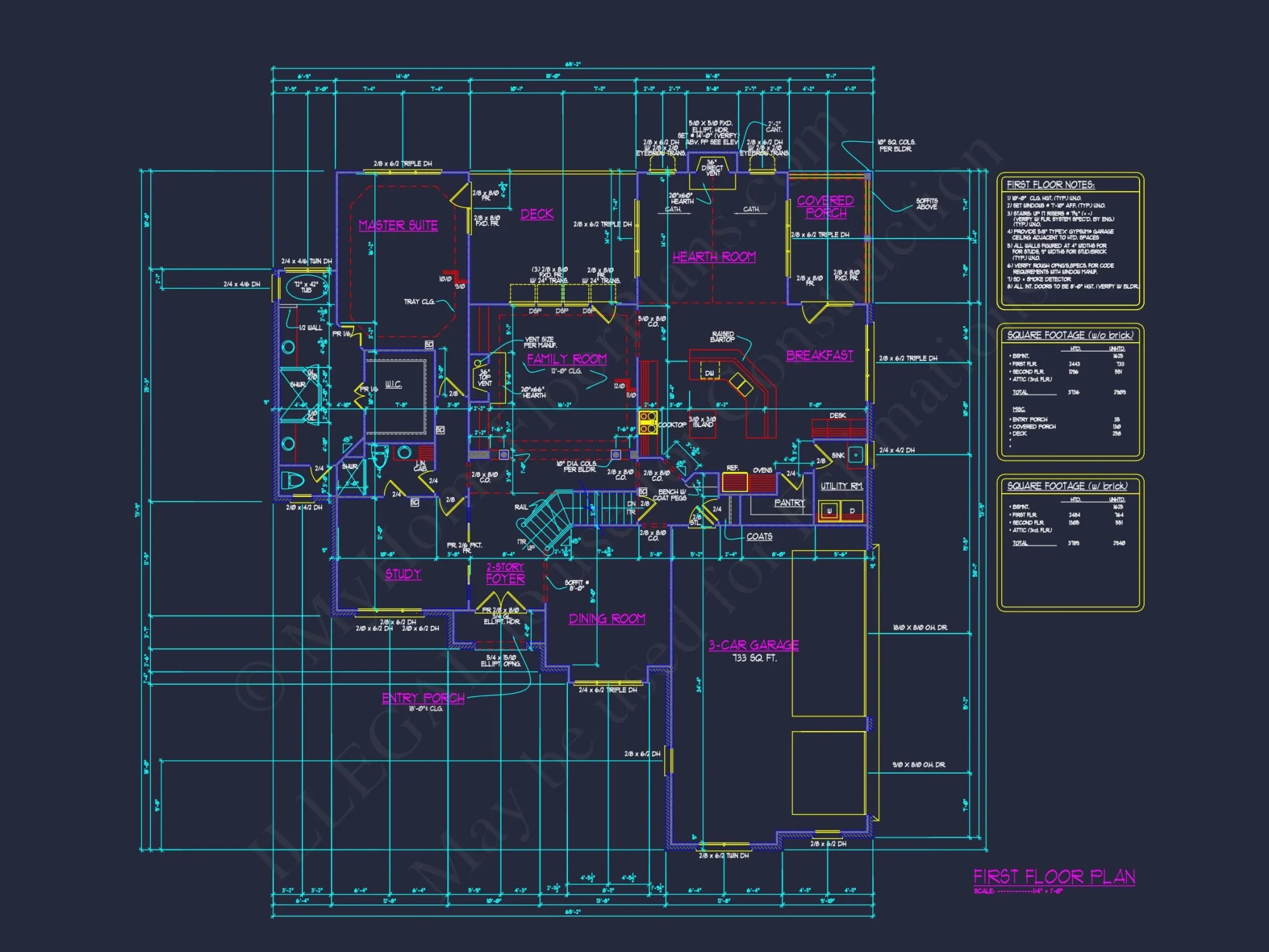 Customizable House Plan with CAD Blueprint, Architecture Designs