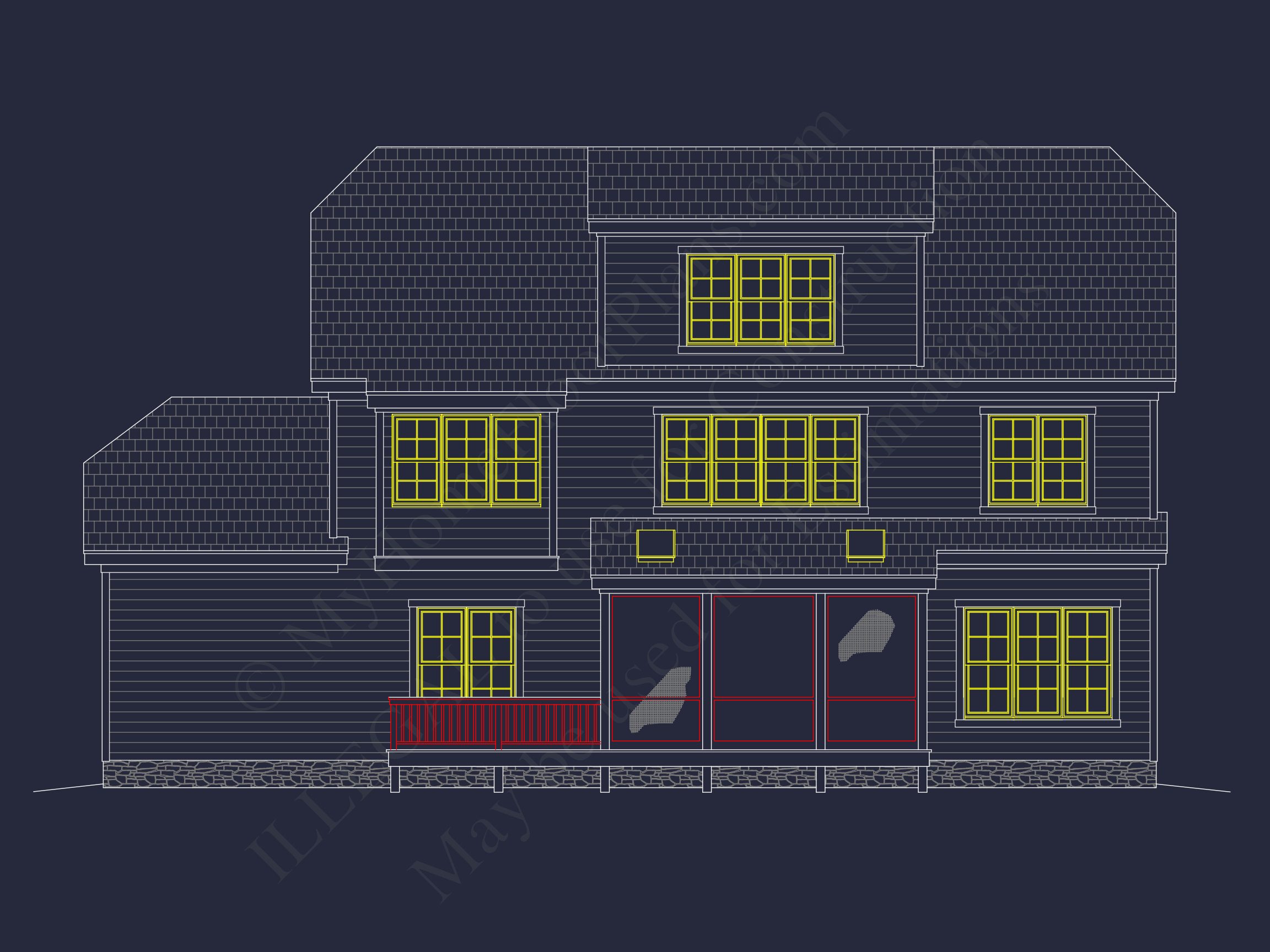 Detailed House Plan Blueprint with Traditional Architecture