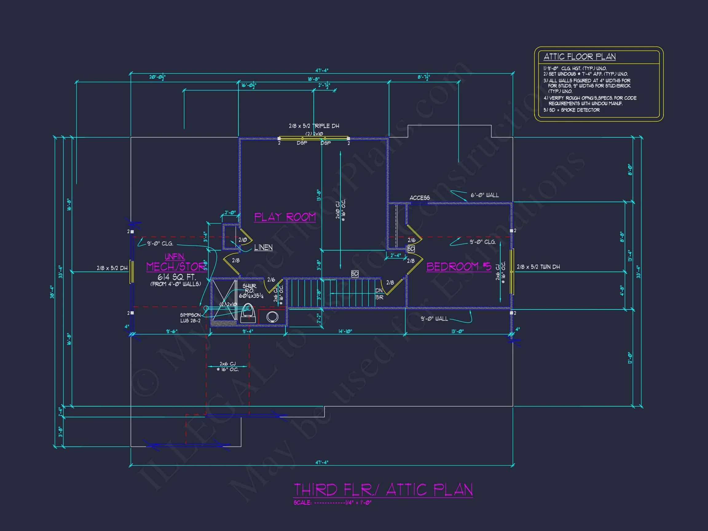 Detailed House Plan Blueprint with Traditional Architecture