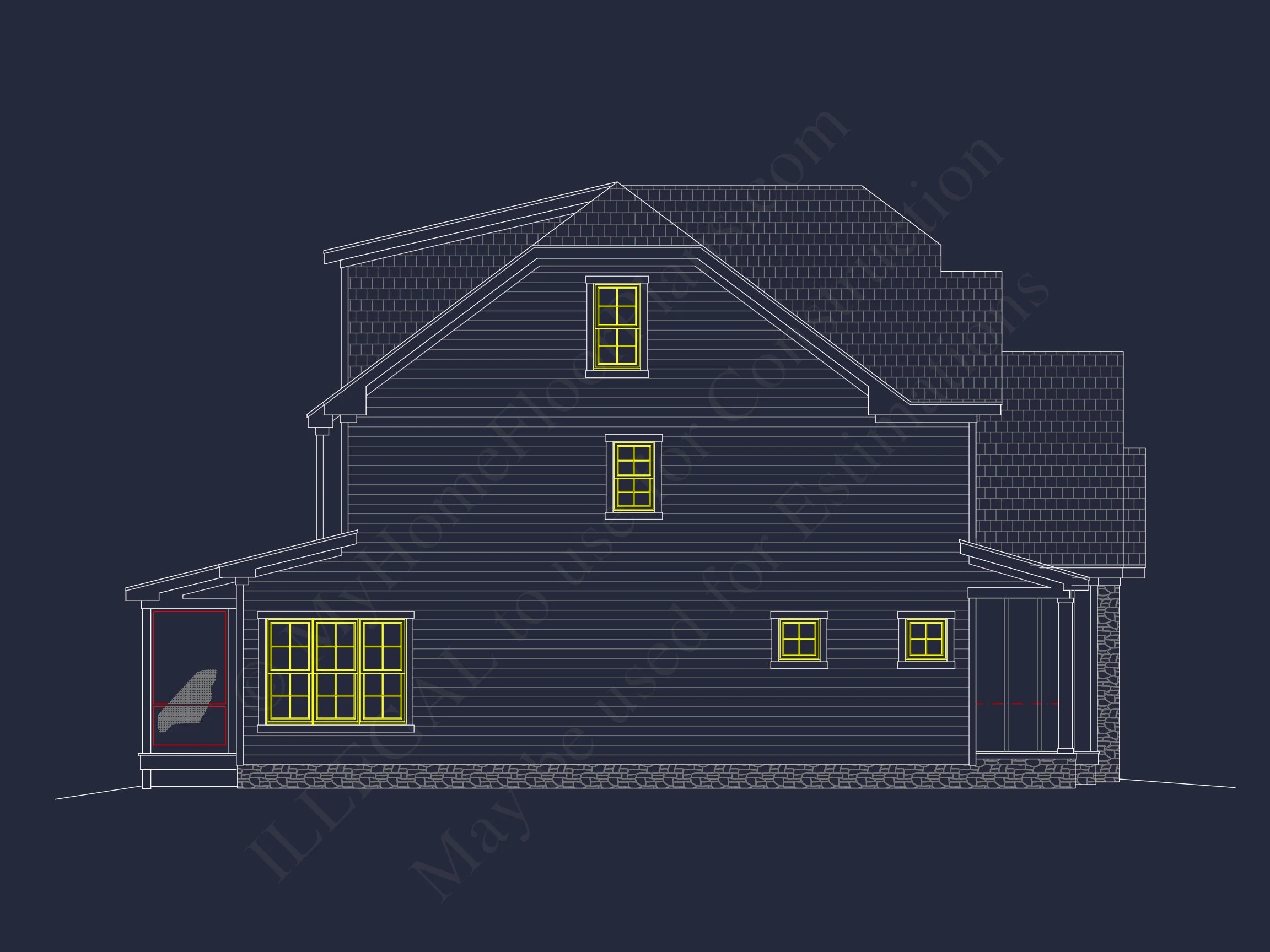 Detailed House Plan Blueprint with Traditional Architecture
