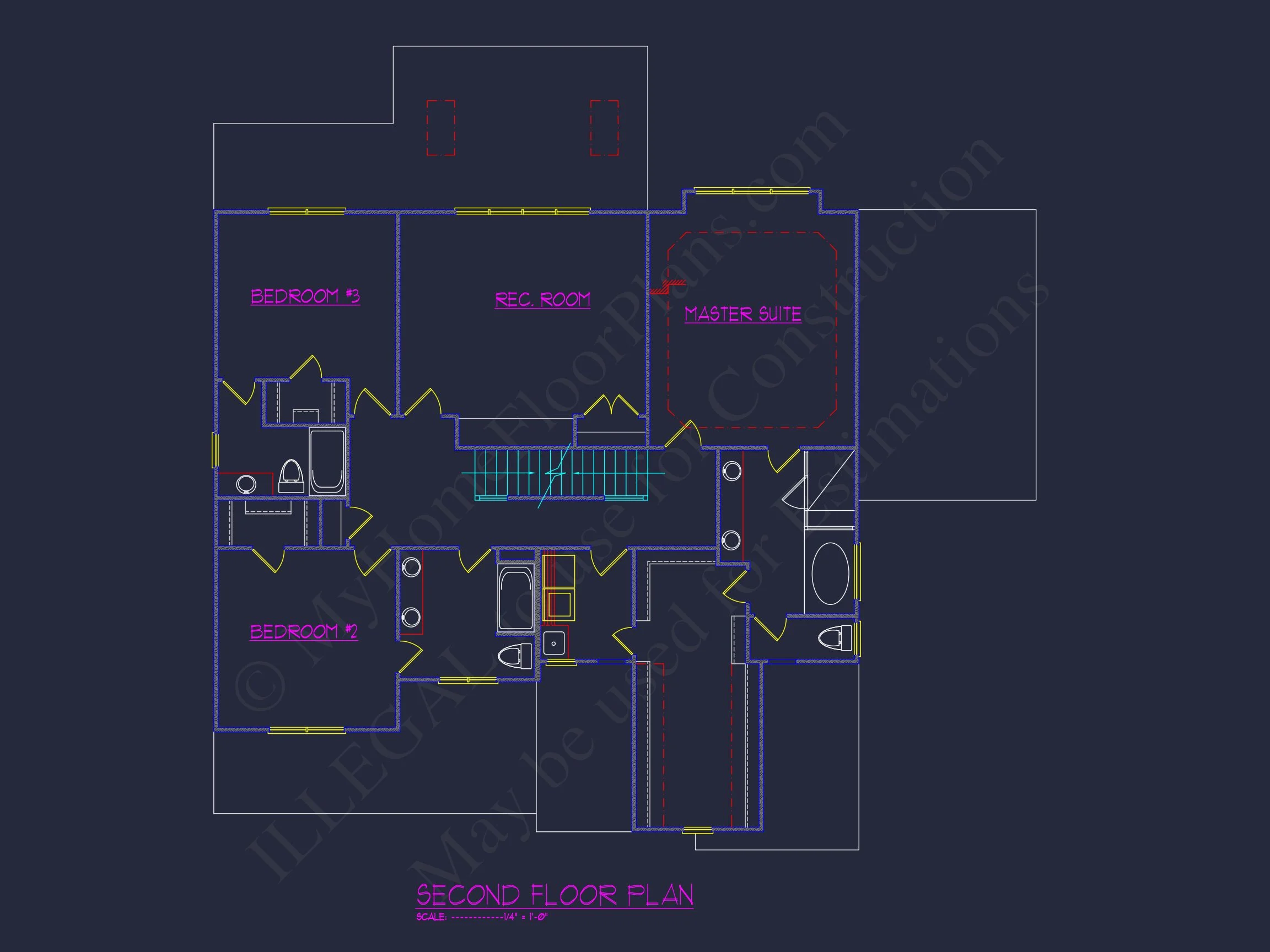Detailed House Plan Blueprint with Traditional Architecture