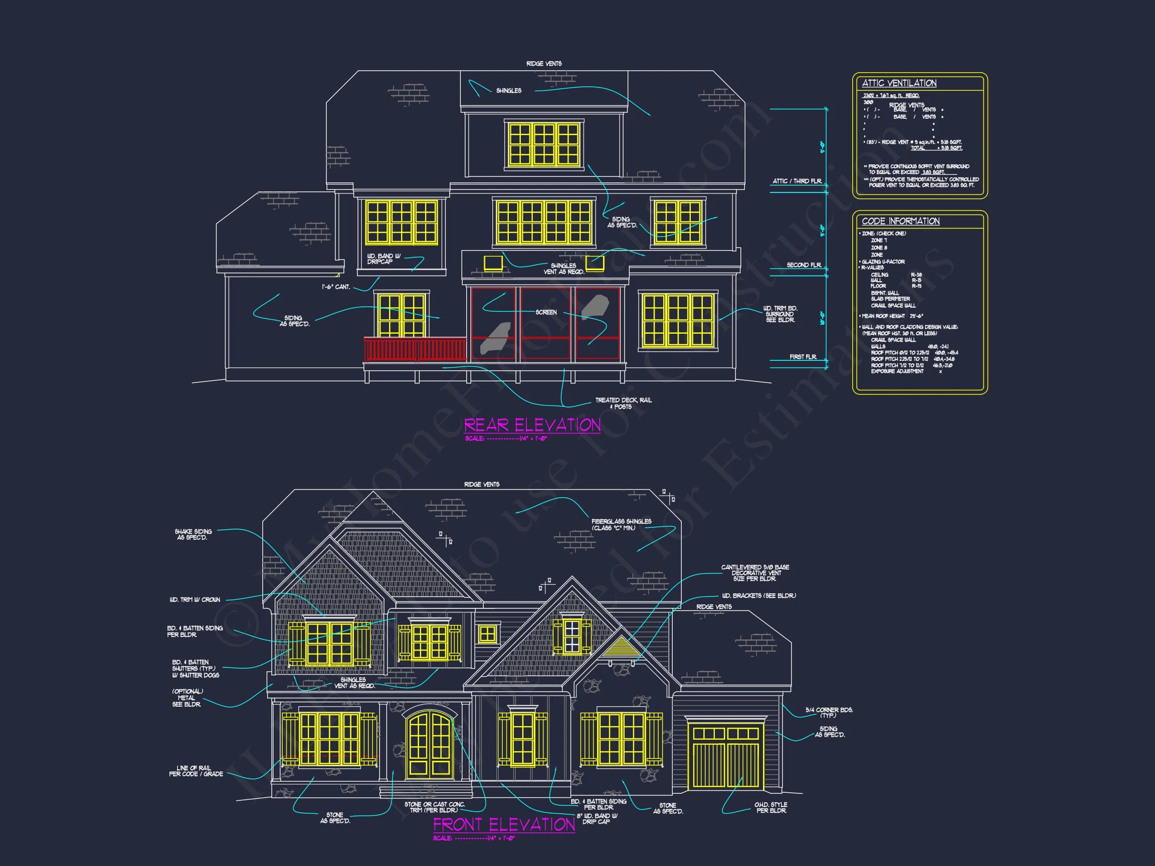 Detailed House Plan Blueprint with Traditional Architecture