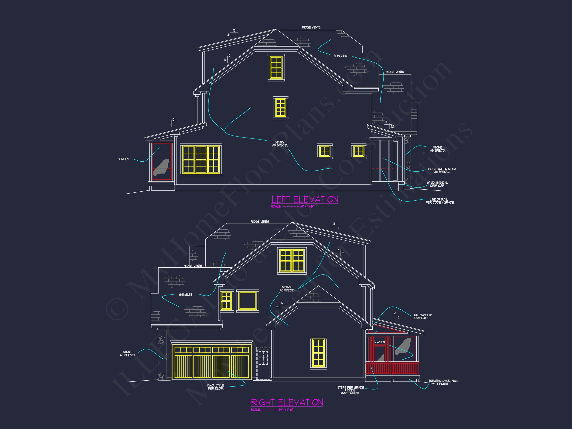 Detailed House Plan Blueprint with Traditional Architecture