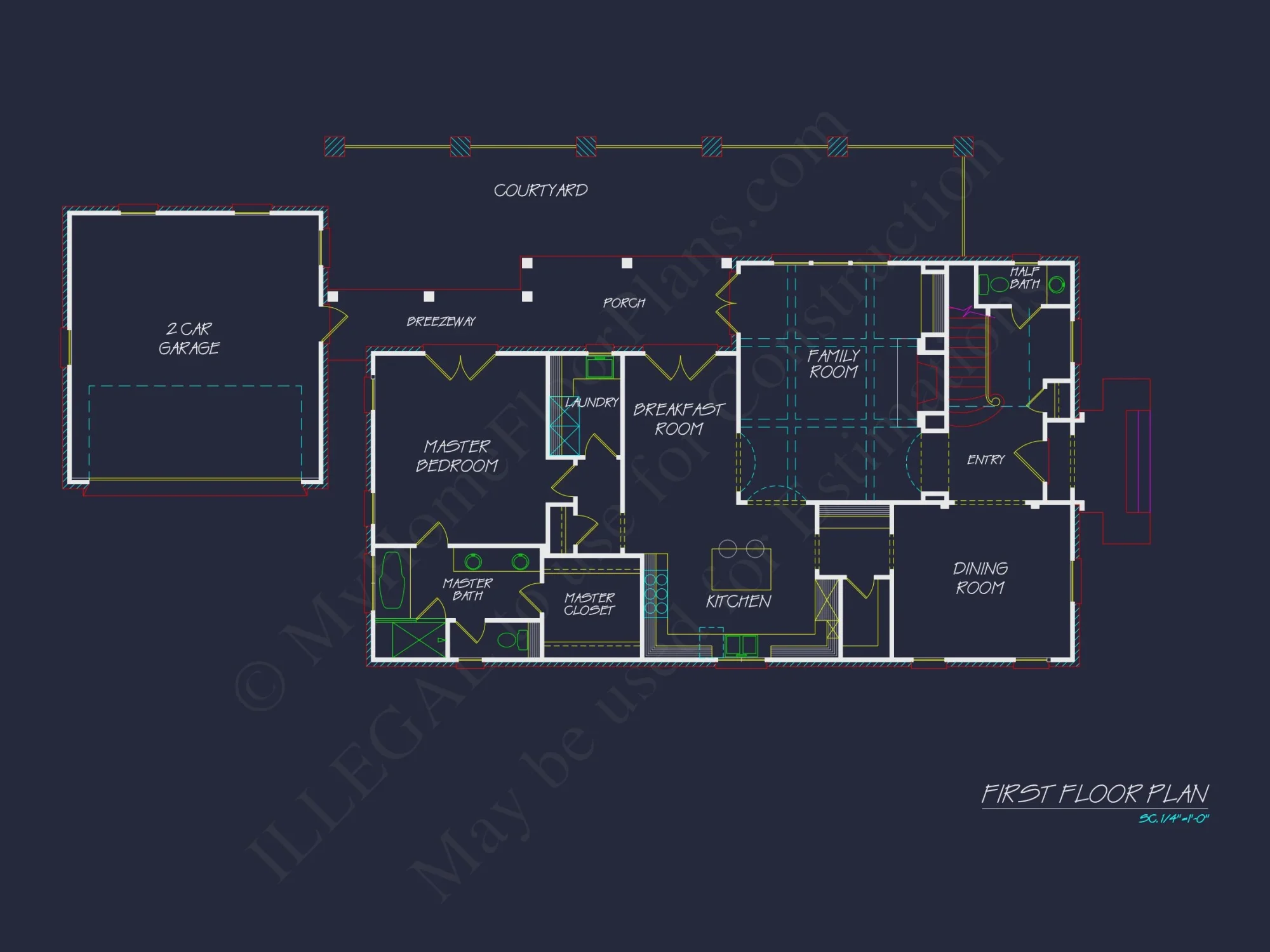 Elegant House Floor Plan with CAD Architecture Designs