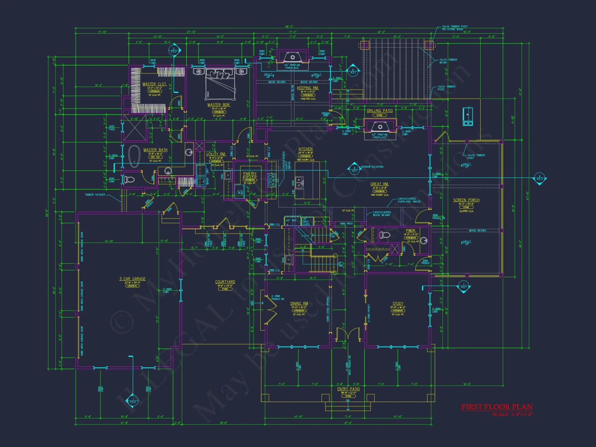 Elegant House Plan: Detailed Blueprint with CAD Architecture Designs
