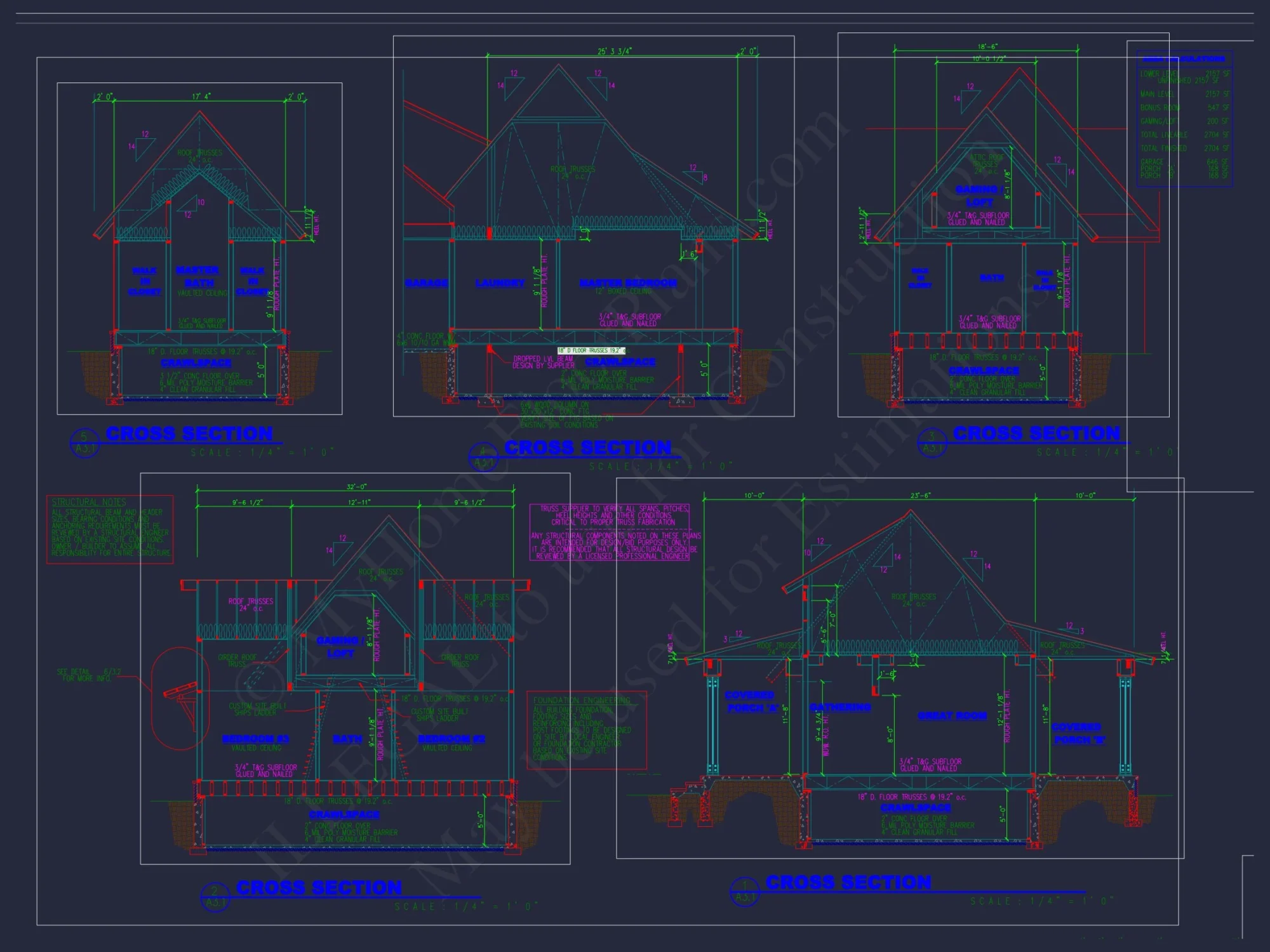 House Designs: 1.5-Story Craftsman Blueprint with Open Floor Plan