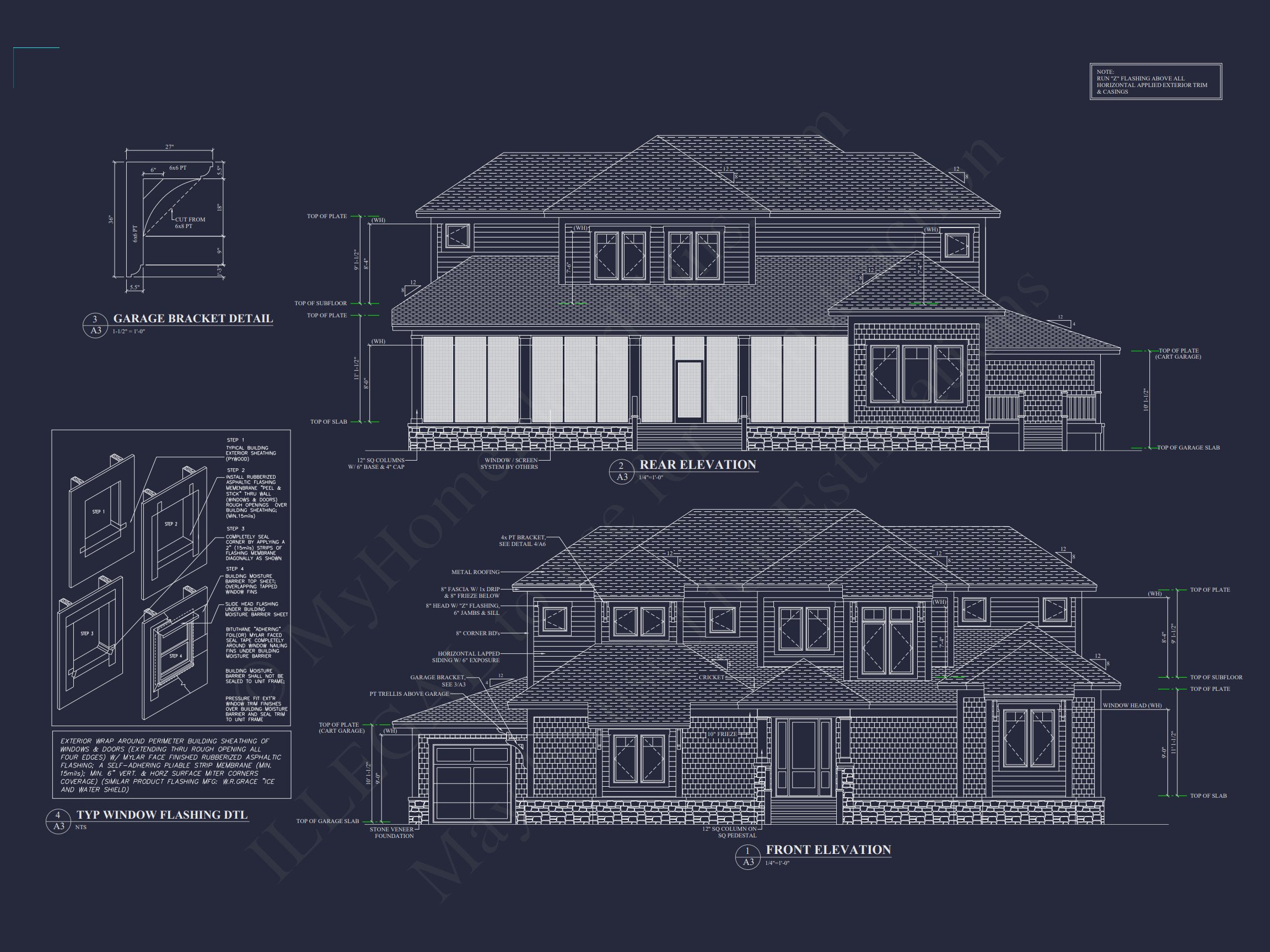 Modern Suburban House Plan with Detailed Blueprint Designs