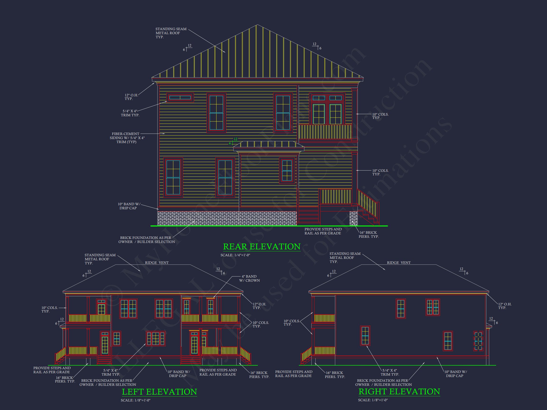 Southern Colonial Farmhouse House Plan with Detailed CAD Designs