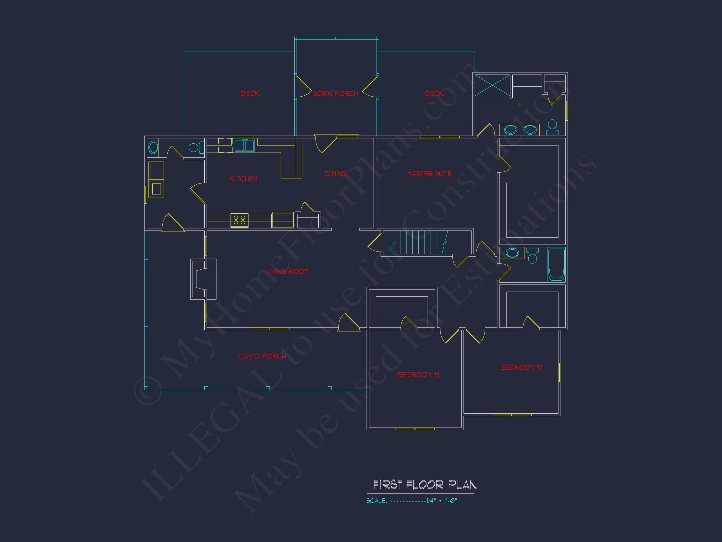 Traditional Farmhouse House Plan with Ranch Layout and CAD Designs