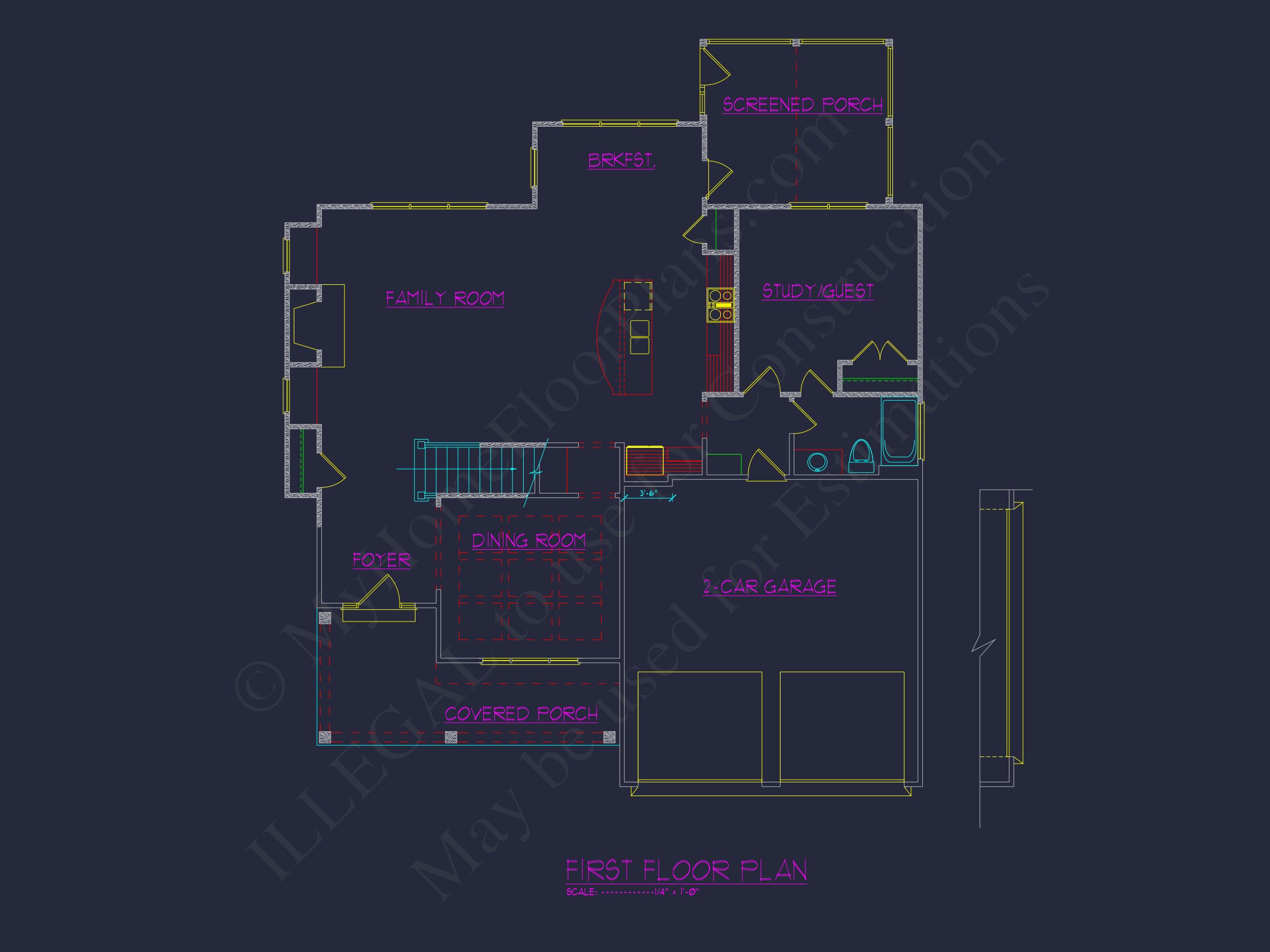 Traditional House Plan With 3 Floors, Open CAD Designs & Porch
