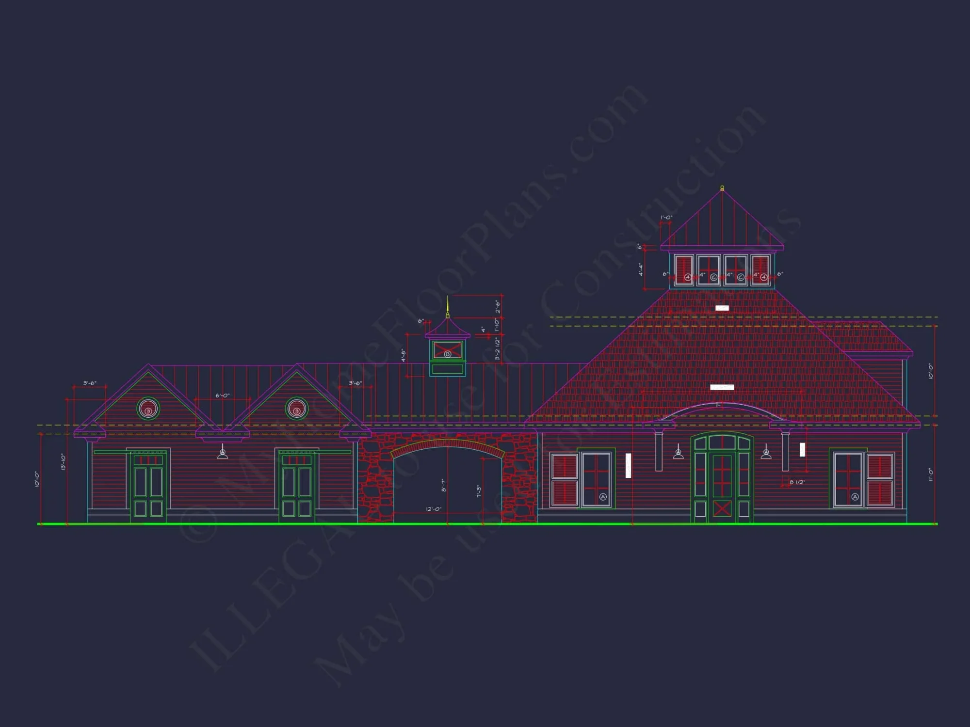 Horse Stable House Plan with 4-Bay Garage | Blueprint Designs