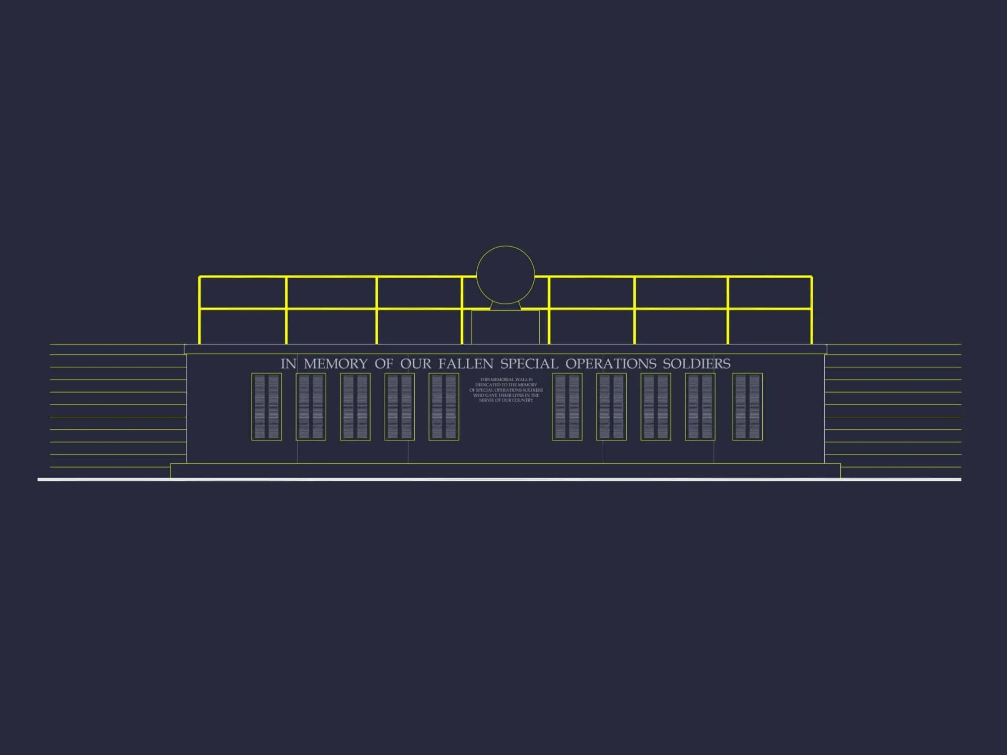 Memorial Wall CAD Design, Architectural Blueprints & Plan